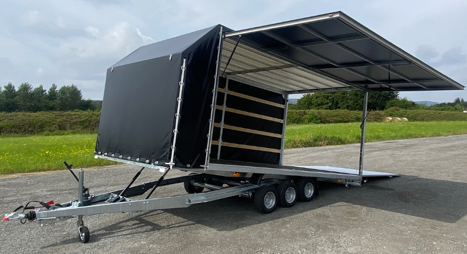 CRH Deluxe Covered Car/Show trailer - tiltbed with rear ramp & side op